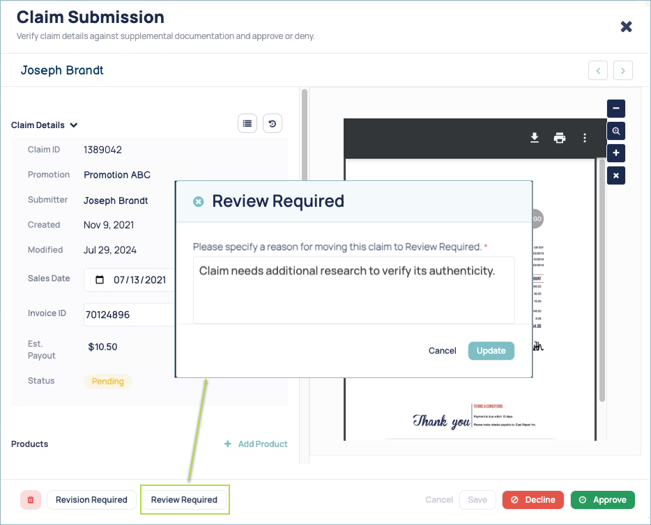 Review Required for Claims – Dash Solutions